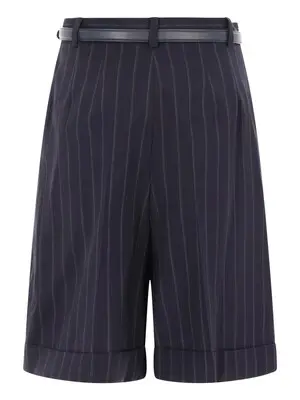 Max Mara Wool Bermuda Shorts With Belt - Blue