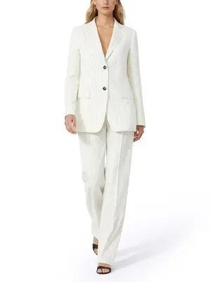 Max Mara Linen Pinstripe Blazer - White