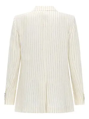 Max Mara Linen Pinstripe Blazer - White