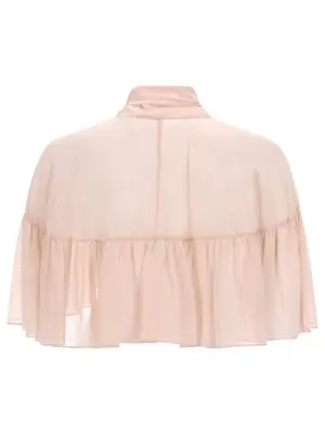 Max Mara Silk Cape With Bow Detail - Pink