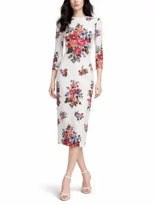 Dolce & Gabbana Midi Dress With Floral Print - White