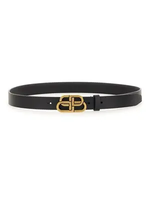 Balenciaga Bb Thin Belt - Black