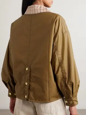 Barbour Launton Checked Corduroy-trimmed Waxed-cotton Jacket - Neutrals
