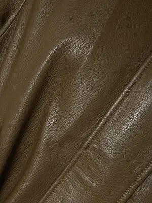 Nour Hammour Textured-leather Hooded Bomber Jacket