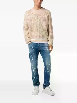 Philipp Plein Graphic Print Round-neck Sweater - Neutrals