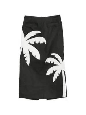 Farm Rio Palm Tree Print Maxi Skirt - Black