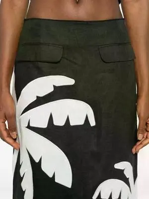 Farm Rio Palm Tree Print Maxi Skirt - Black