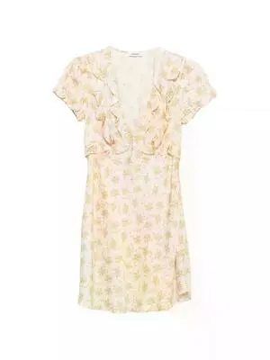 Sandro Floral Print V-neck Mini Dress - Pink