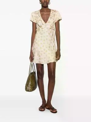 Sandro Floral Print V-neck Mini Dress - Pink
