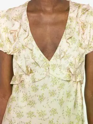 Sandro Floral Print V-neck Mini Dress - Pink