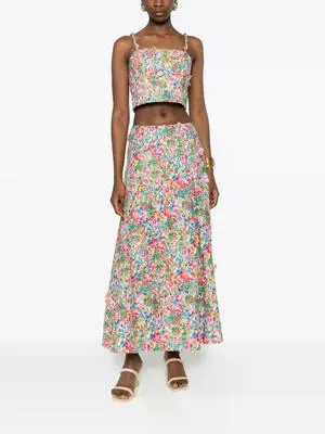 Farm Rio Butterfly-appliquéd Crop Top - Green