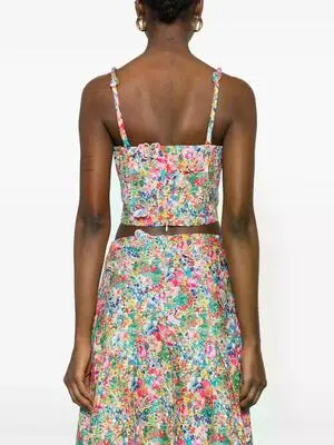 Farm Rio Butterfly-appliquéd Crop Top - Green