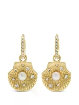 OCEANUS Shell-motif Embellished Drop Earrings - Gold