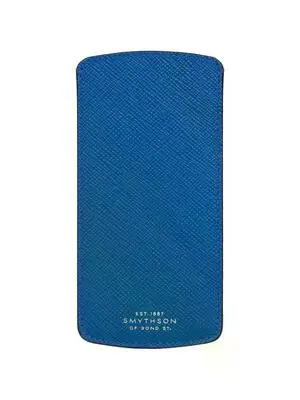 Smythson Panama Leather Glasses Case - Blue