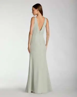 Mac Duggal Petite Crepe Mermaid Gown With Bow - Sage