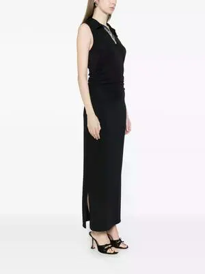 Liu Jo Crystal Embellished V-neck Midi Dress