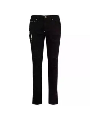 Philipp Plein Embroidery Distressed Jeans - Black