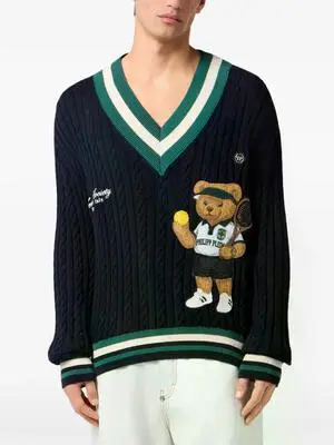 Philipp Plein V-neck Teddy Pullover - Blue