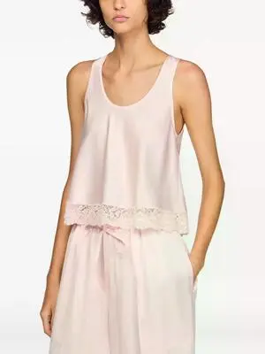 Sandro Sleeveless Lace Band Tank Top - Pink