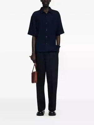 Sandro Textured-look Shirt With A Shark Collar