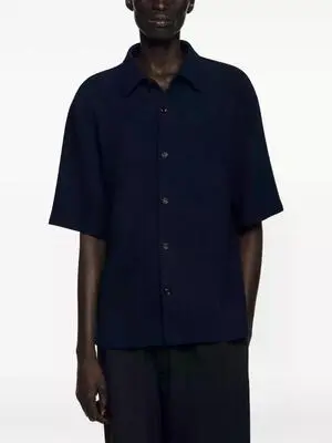 Sandro Textured-look Shirt With A Shark Collar