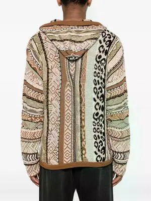 LANEUS Patterned Knitted Hoodie - Neutrals