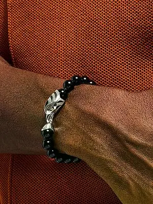John Hardy Sterling Silver Onyx Eagle Bead Bracelet - Black