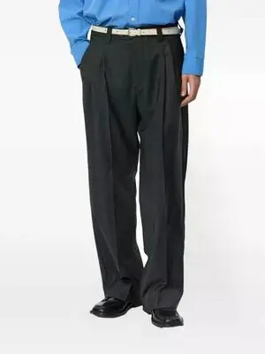 MFPEN Check Pleated Trousers - Grey