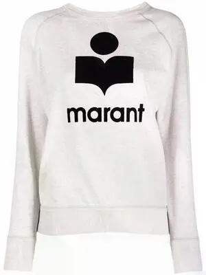 MARANT ETOILE Isabel Logo-print Crew-neck Sweatshirt - Neutrals