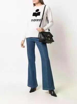 MARANT ETOILE Isabel Logo-print Crew-neck Sweatshirt - Neutrals
