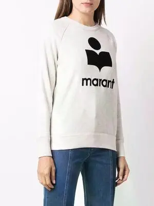 MARANT ETOILE Isabel Logo-print Crew-neck Sweatshirt - Neutrals