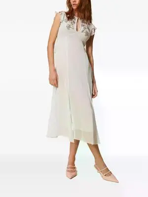 TWINSET Hand-embroidered Georgette Maxi Dress With Ruffled Sleeves