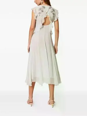 TWINSET Hand-embroidered Georgette Maxi Dress With Ruffled Sleeves