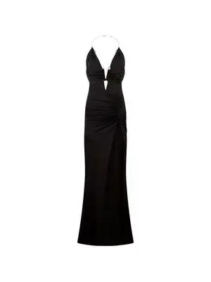 Philipp Plein Embellished Halterneck Maxi Dress With Slit