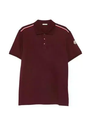 Moncler Tricolour-trim Cotton-piqué Polo Shirt - Red