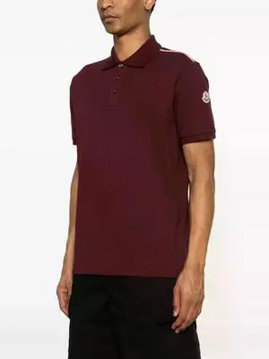 Moncler Tricolour-trim Cotton-piqué Polo Shirt - Red