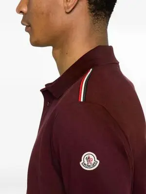 Moncler Tricolour-trim Cotton-piqué Polo Shirt - Red