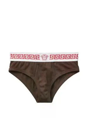 Versace Ribbed Cotton-jersey Briefs - Brown