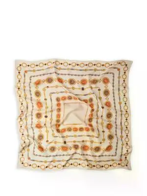 Versace Printed Silk Twill Scarf 90 Cm - Neutrals