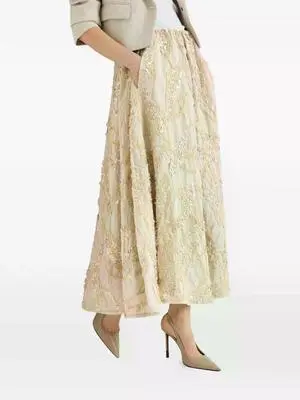 Brunello Cucinelli Embroidered Midi Skirt