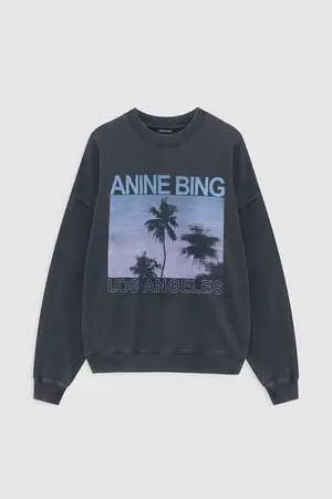 ANINE BING Miles Palms Graphic Sweatshirt - Washed Grey