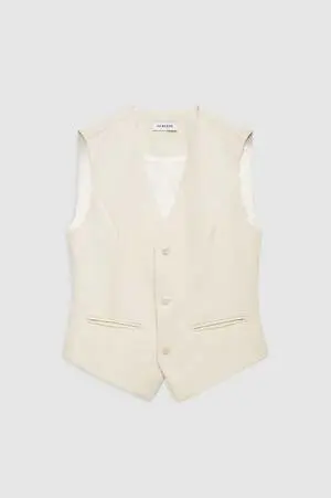 ANINE BING Mario Cropped Vest - Ecru