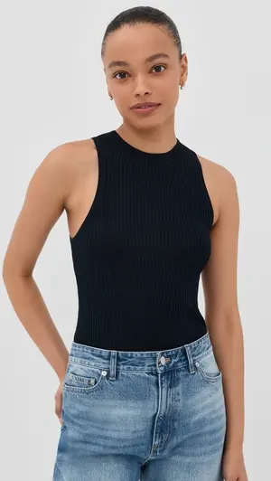 Tibi Ribbed Cut Out Tank Top
