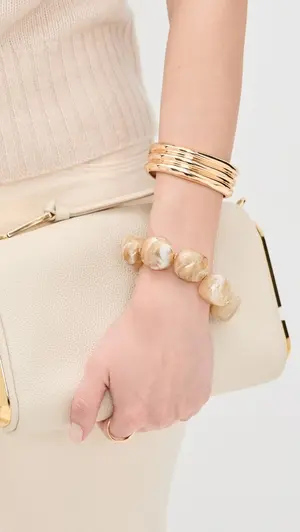 ADINA EDEN Neutral Stone Beaded Stretch Bracelet