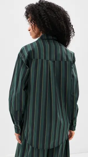 LE BOP Striped Button-down Shirt - Hunter Stripe