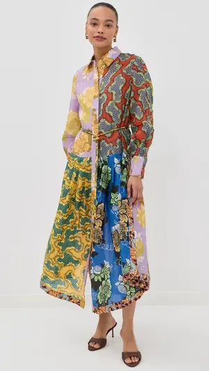 ALEMAIS Arnie Spliced Maxi Shirt Dress