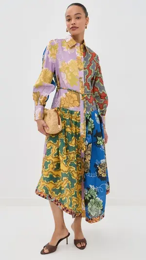 ALEMAIS Arnie Spliced Maxi Shirt Dress
