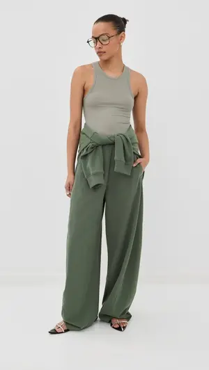 Tibi French Terry Sweatpants - Olive