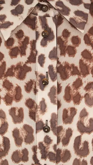 Zimmermann Sunray Collared Print Sheer Blouse - Leopard