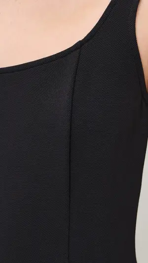 Vince Square Neck Sleeveless Seamed Midi Dress - Black